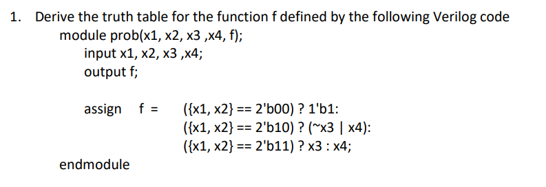 Solved 1. Derive the truth table for the function f defined | Chegg.com