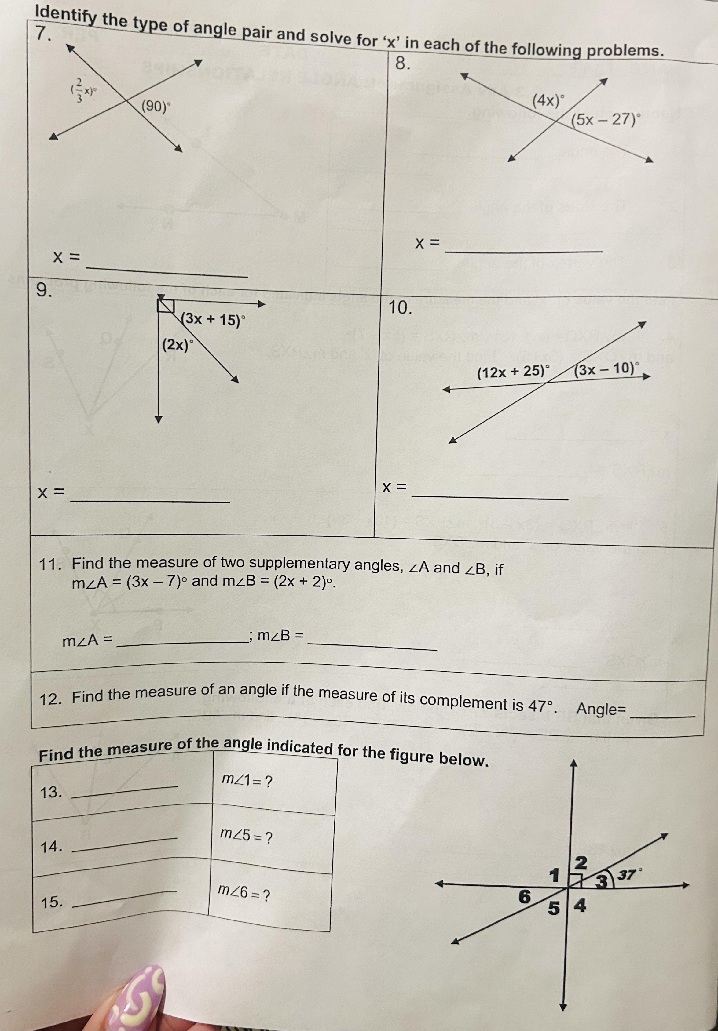 Solved Identify the tumn as -.. le pair and solve for ' x ' | Chegg.com