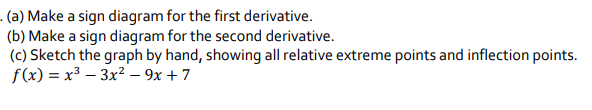 Solved (a) Make a sign diagram for the first derivative. (b) | Chegg.com