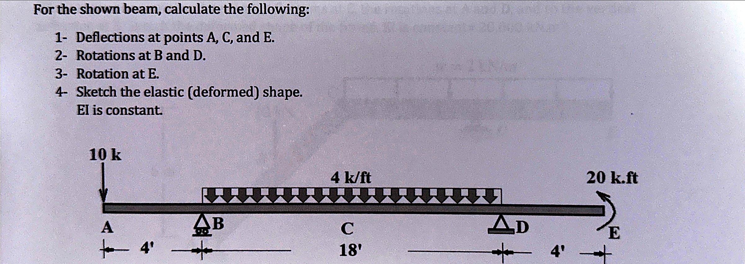 Solved For the shown beam, calculate the following: 1- | Chegg.com