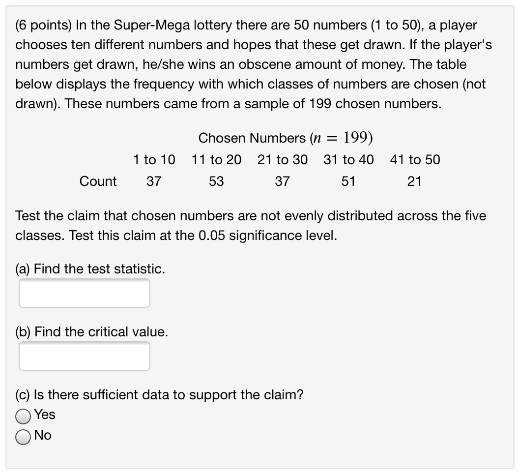 Solved (6 points) In the Super-Mega lottery there are 50 | Chegg.com