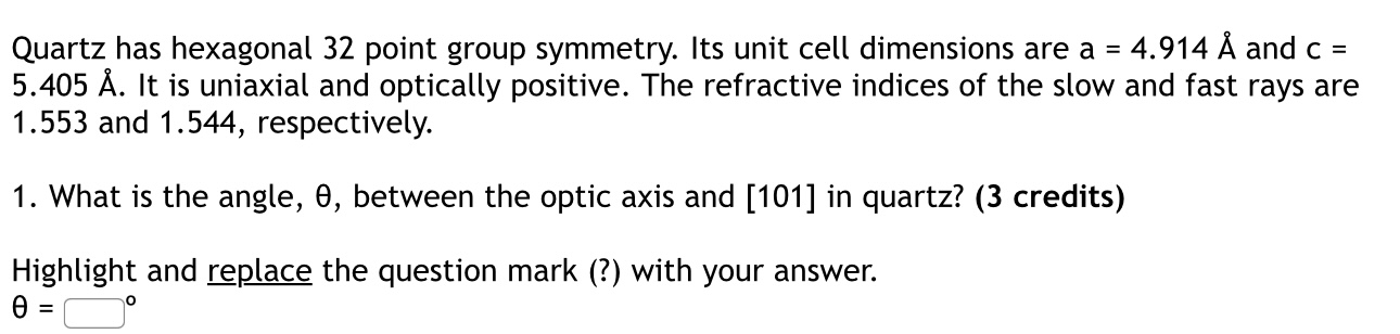 Solved Quartz has hexagonal 32 ﻿point group symmetry. Its | Chegg.com