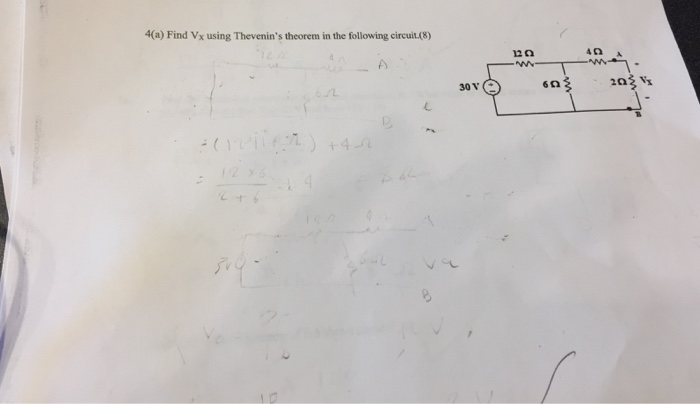 Solved Find V_x using Thevenin's theorem in the following | Chegg.com