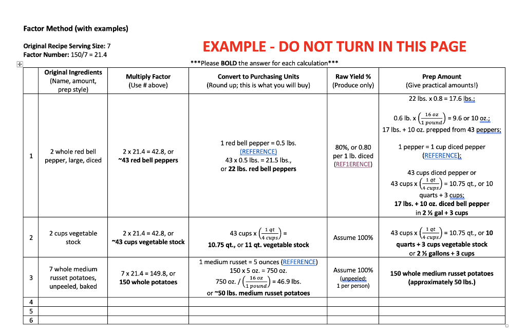 Enlarge the recipe to make 75 servings using the | Chegg.com