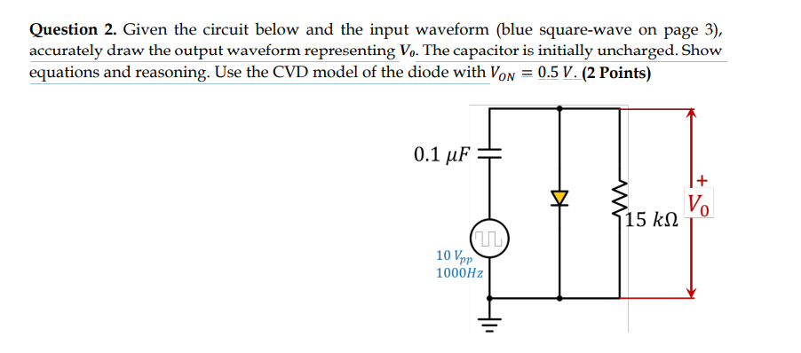Solved Question 2. ﻿Given the circuit below and the input | Chegg.com