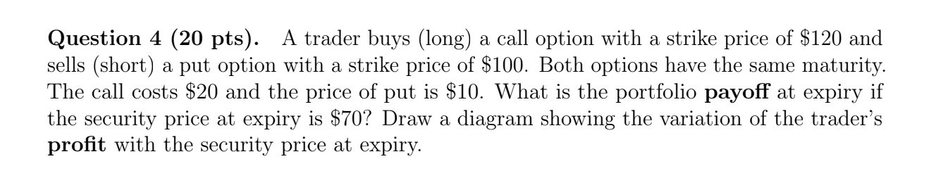 Solved Question 4 (20 ﻿pts). ﻿A trader buys (long) ﻿a call | Chegg.com