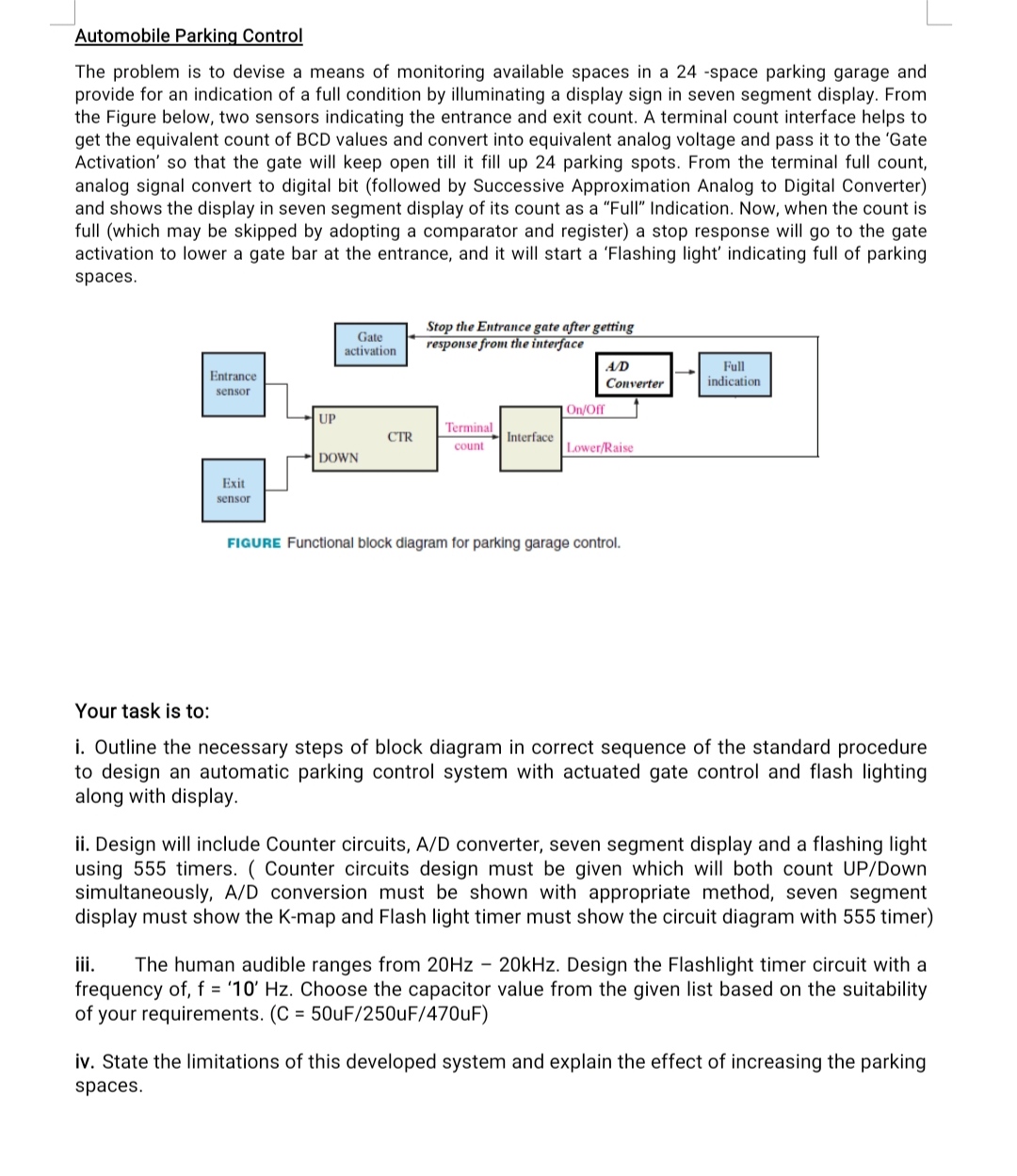 Solved Automobile Parking Control The problem is to devise a | Chegg.com