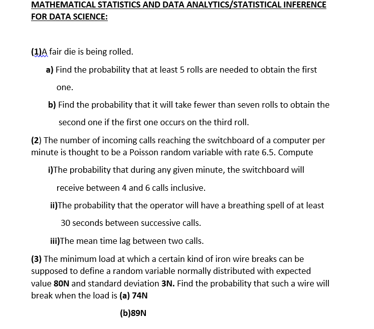 MATHEMATICAL STATISTICS AND DATA | Chegg.com