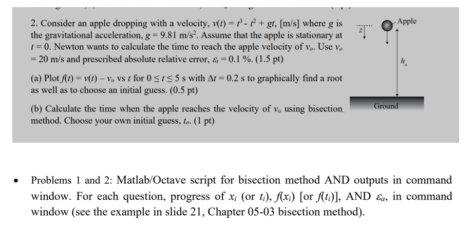 Solved Apple h 2. Consider an apple dropping with a | Chegg.com