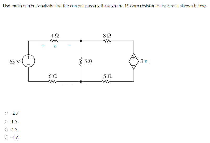 Solved Use mesh current analysis find the current passing | Chegg.com