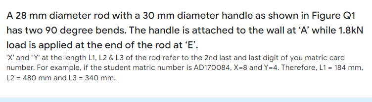 A 28 mm diameter rod with a 30 mm diameter handle as | Chegg.com