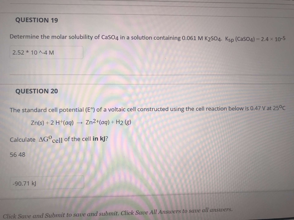 Solved QUESTION 19 Determine the molar solubility of CaSO4 | Chegg.com