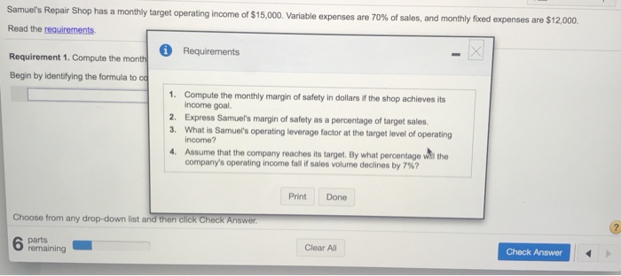 Solved has a monthly target operating income of $15,000 | Chegg.com