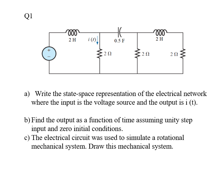 Solved + a) Write the state-space representation of the | Chegg.com