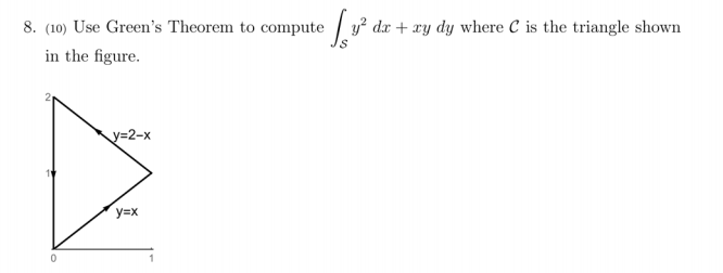 Solved 8. (10) Use Green's Theorem to compute [ y dx + xy dy | Chegg.com