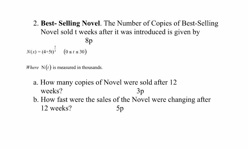 Solved 2. Best- Selling Novel. The Number of Copies of | Chegg.com
