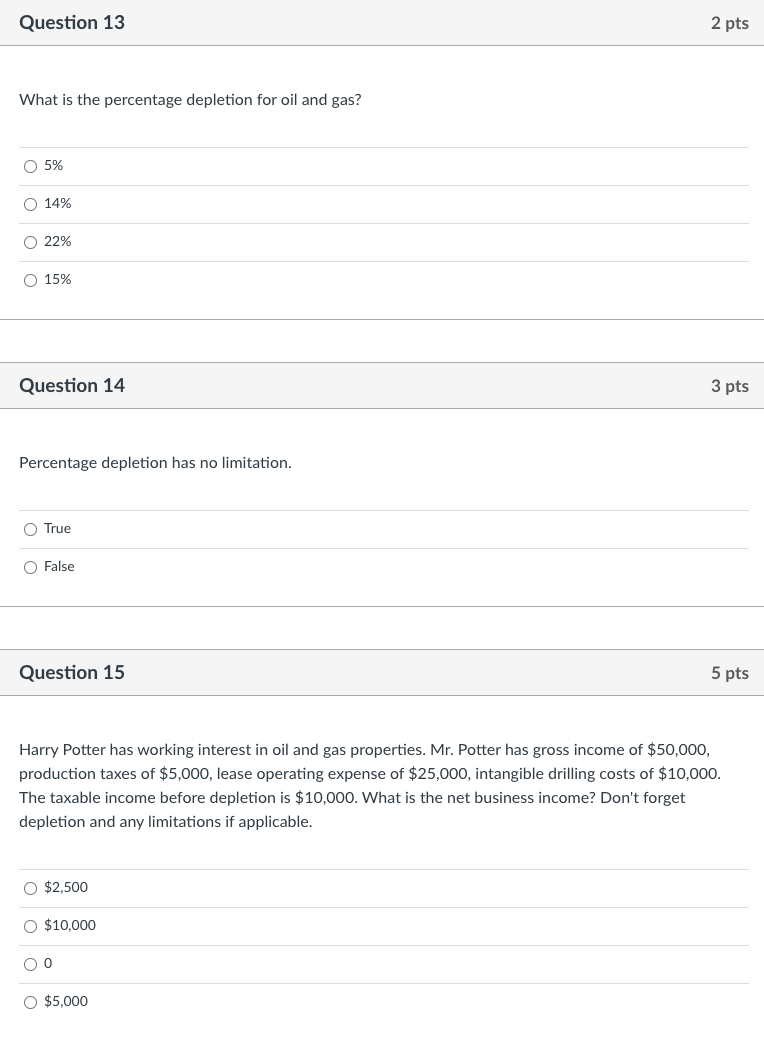 Solved What is the percentage depletion for oil and gas? | Chegg.com