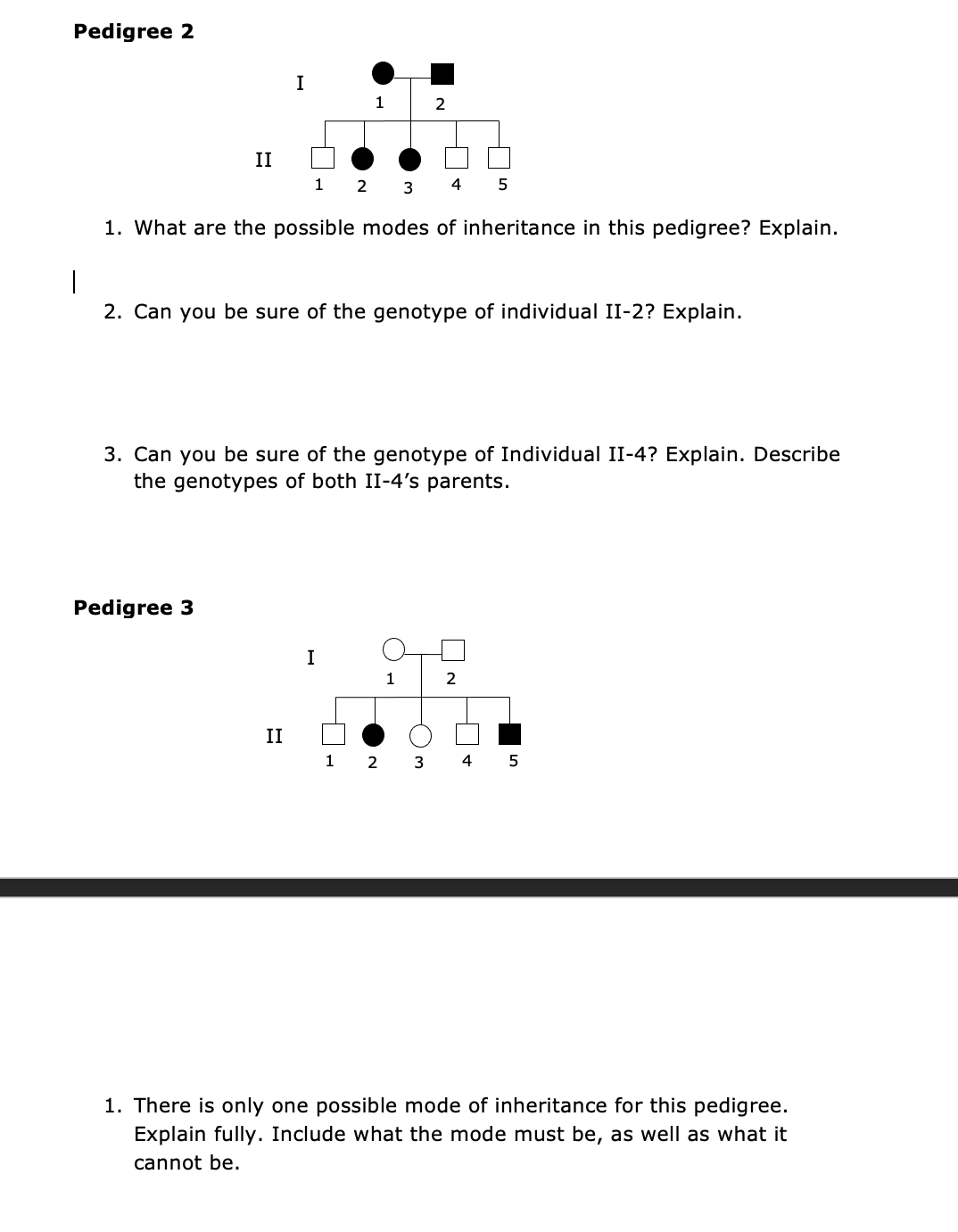 Solved Pedigree 2 1. What are the possible modes of | Chegg.com