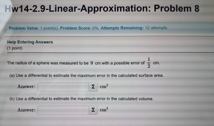 Solved Hw14 29 Linear Approximation Problem 8 Problem 