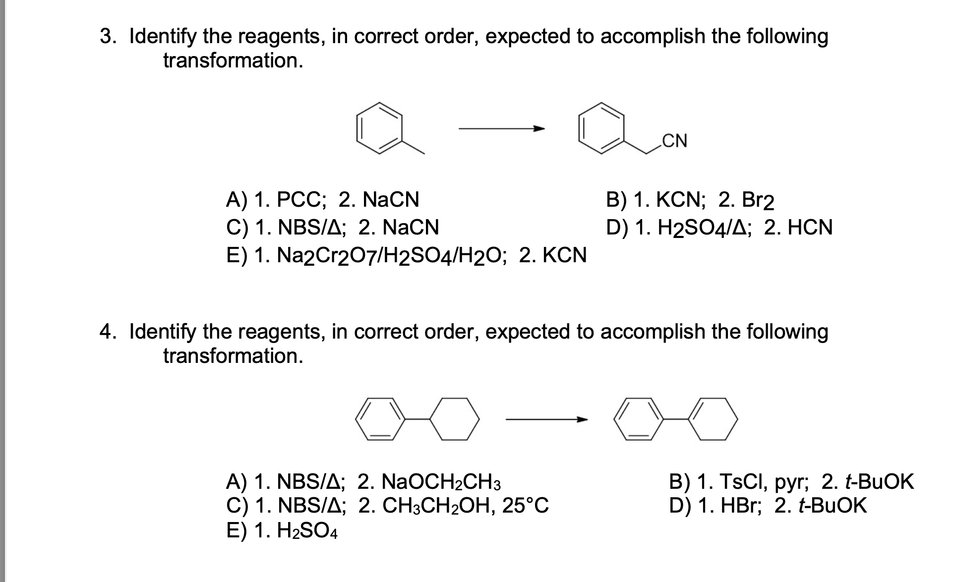 Solved 3. Identify the reagents, in correct order, expected | Chegg.com