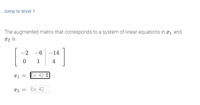 Solved Jump to level 1 The augmented matrix that corresponds | Chegg.com