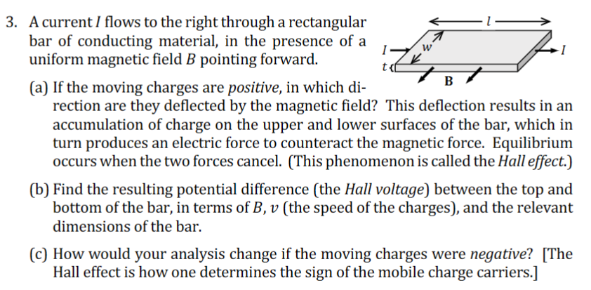 Solved A current I flows to the right through a rectangular | Chegg.com