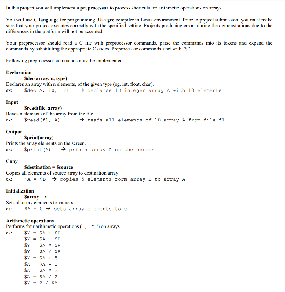 Solved In this project you will implement a preprocessor to | Chegg.com