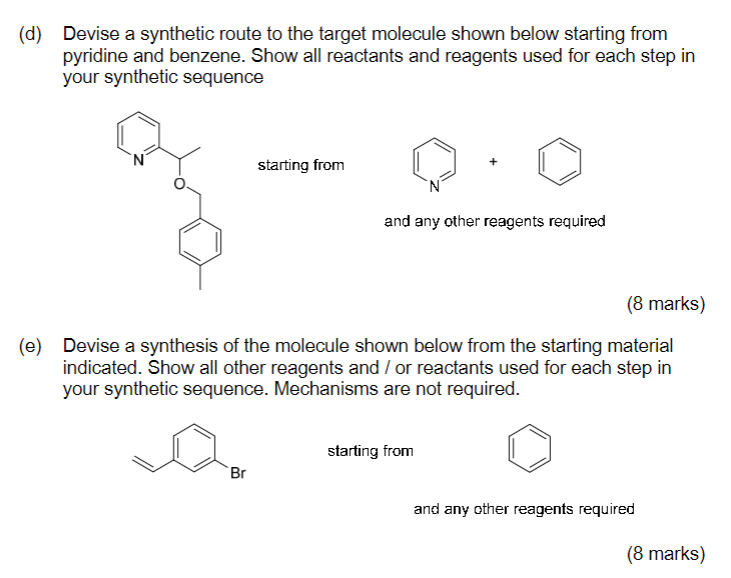 Solved (d) Devise a synthetic route to the target molecule | Chegg.com
