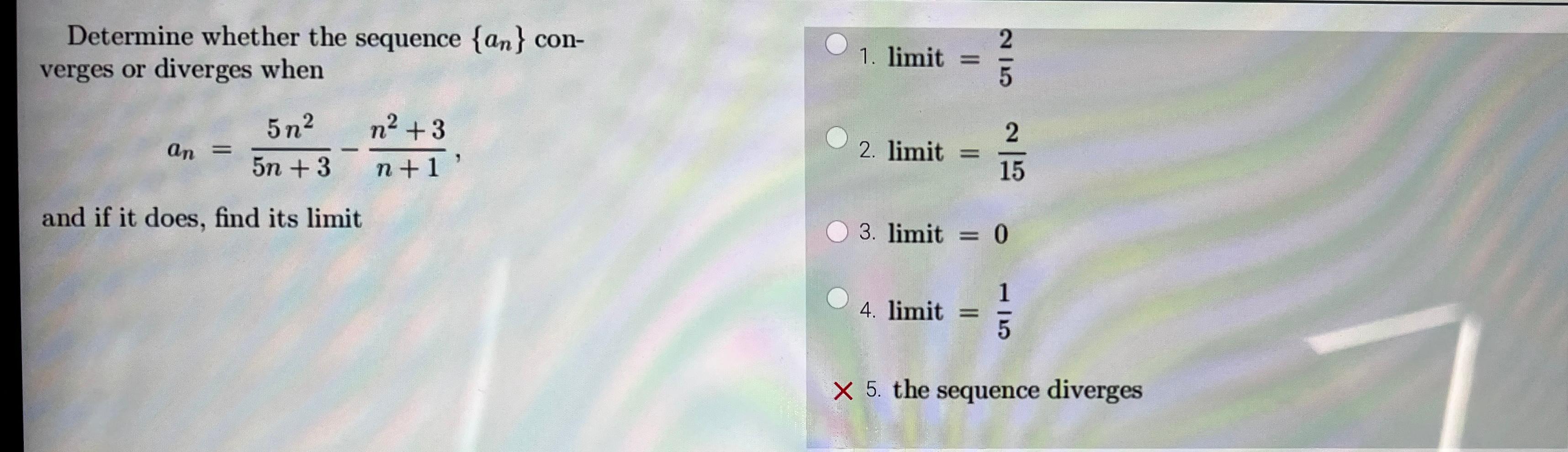 Solved Determine whether the sequence {an} converges or | Chegg.com