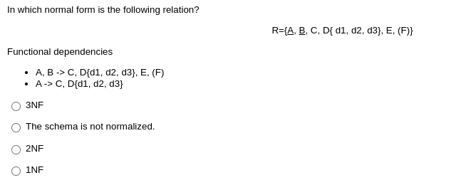 Solved In which normal form is the following relation? | Chegg.com