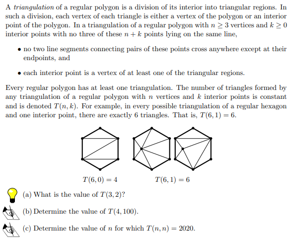 Solved A triangulation of a regular polygon is a division of | Chegg.com