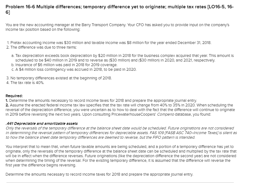 Solved Problem 16-6 Multiple differences; temporary | Chegg.com