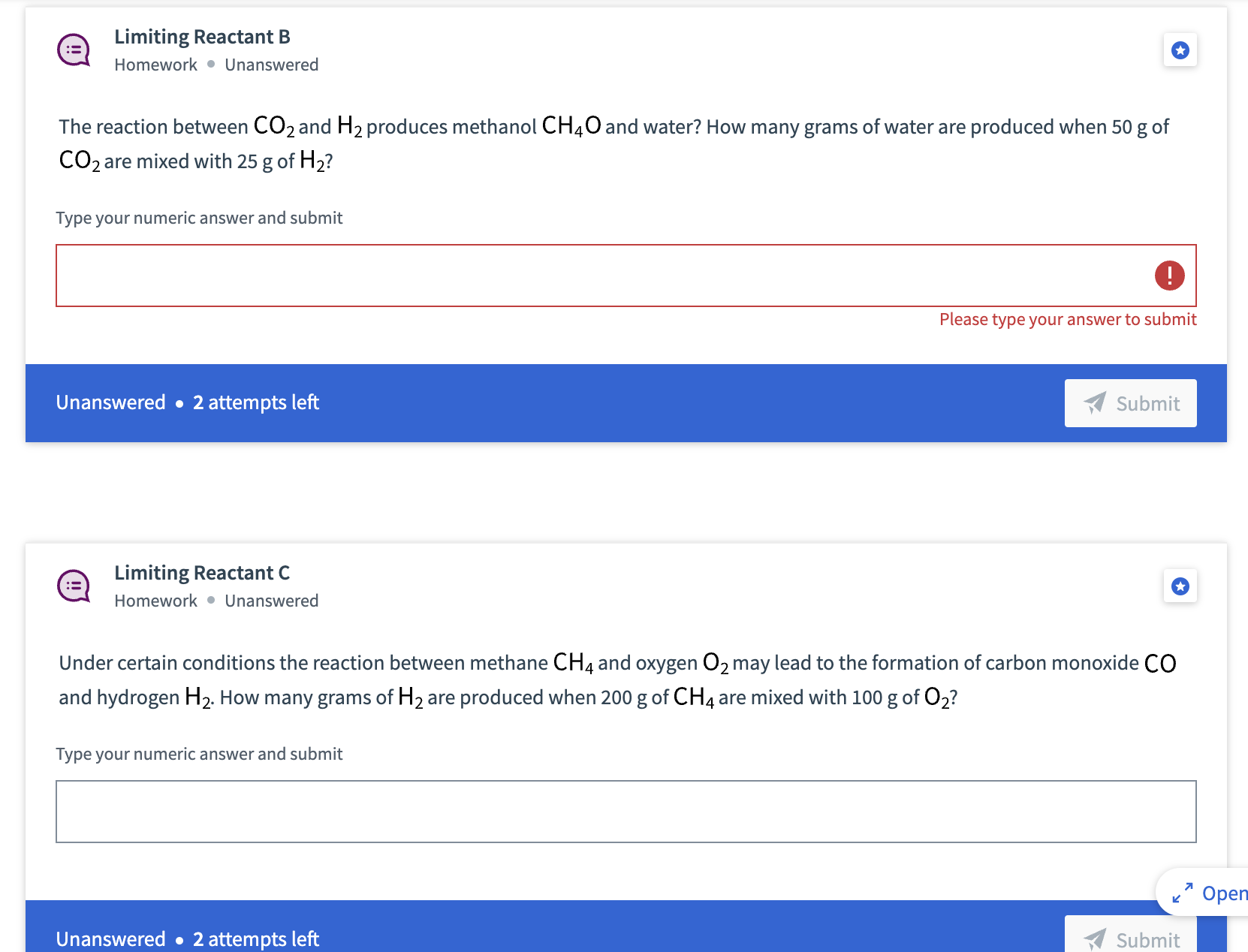 Solved The reaction between CO2 and H2 produces methanol | Chegg.com