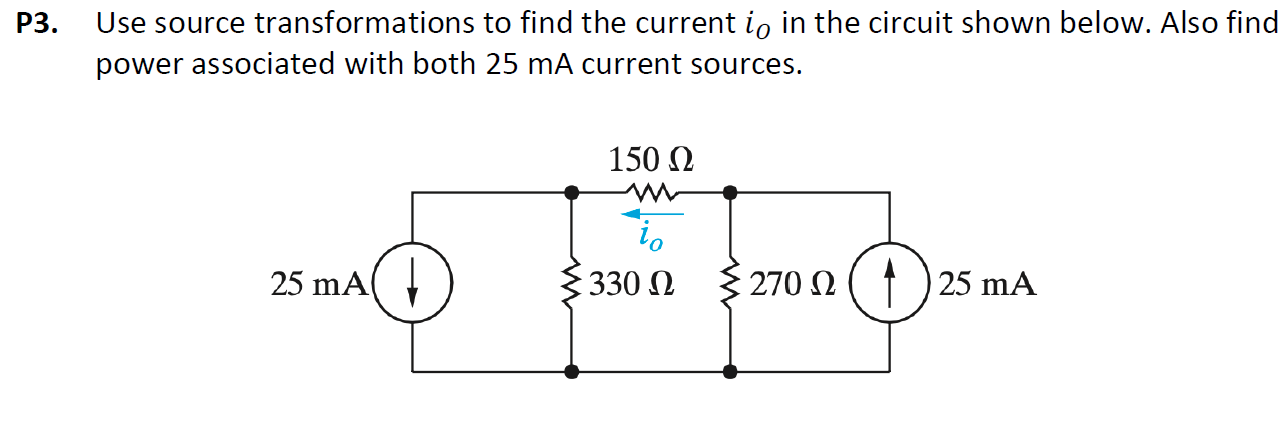 Solved P3. ﻿Use source transformations to find the current | Chegg.com