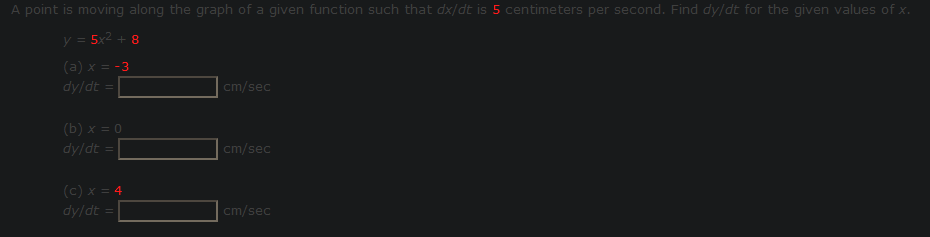 Solved A point is moving along the graph of a given function | Chegg.com