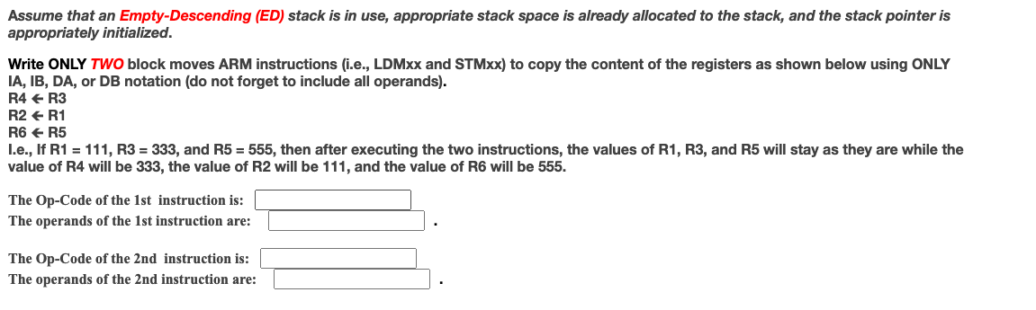 Solved Assume that an Empty-Descending (ED) stack is in use, | Chegg.com