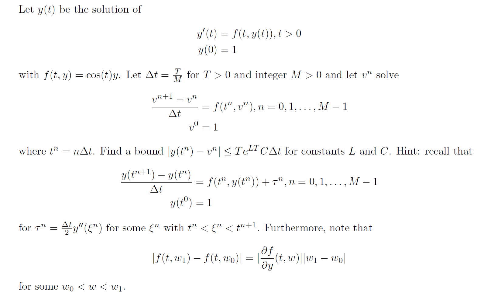 Let y(t) be the solution of y(t) = f(t, y(t)), t > 0 | Chegg.com