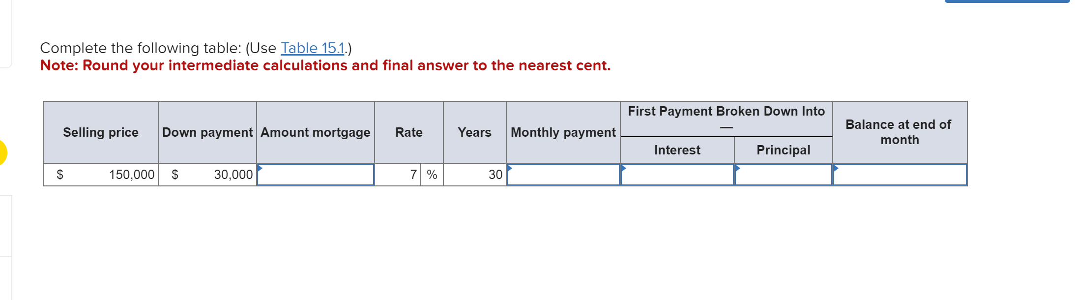 Complete the following table: (Use Table 15.1.) Note: | Chegg.com
