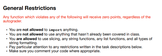 Solved I provided the restrictions and directions for the | Chegg.com