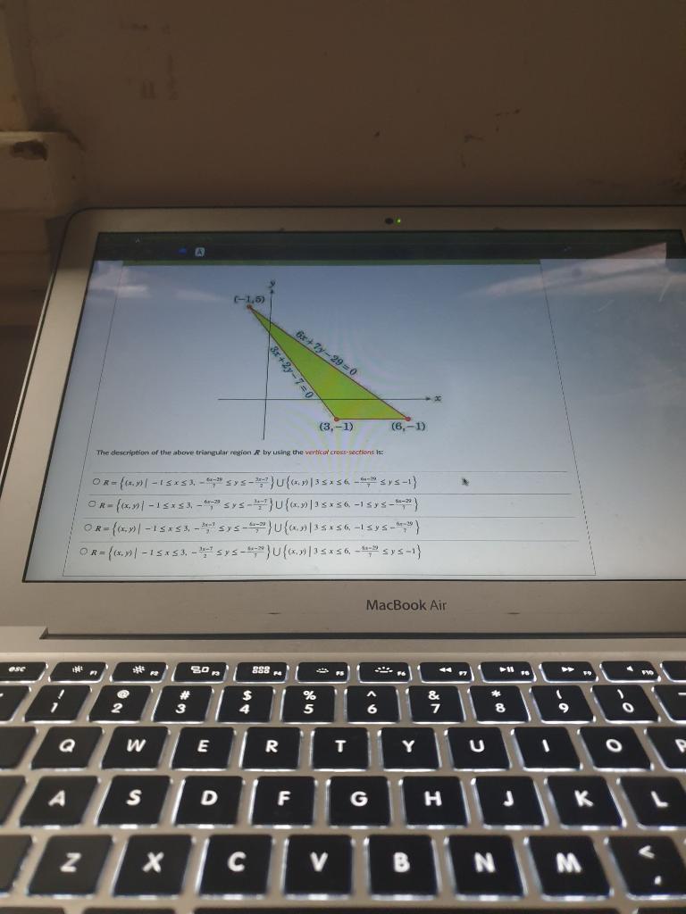 Solved 6 + 7y-29 = 0 S8+2y-7=0 (3,-1) (6.-1) The description | Chegg.com