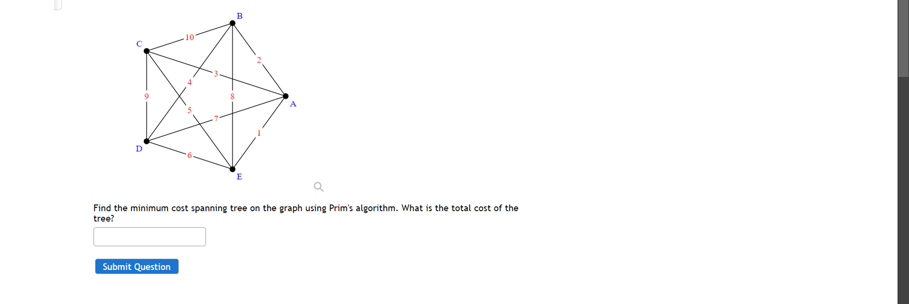 Solved Find the minimum cost spanning tree on the graph | Chegg.com