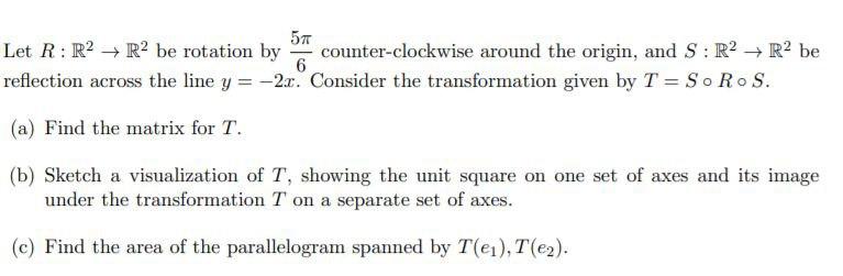 Solved 57 Let R: R2 + R2 be rotation by counter-clockwise | Chegg.com