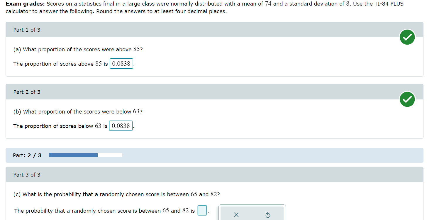 Solved Exam grades: Scores on a statistics final in a large | Chegg.com