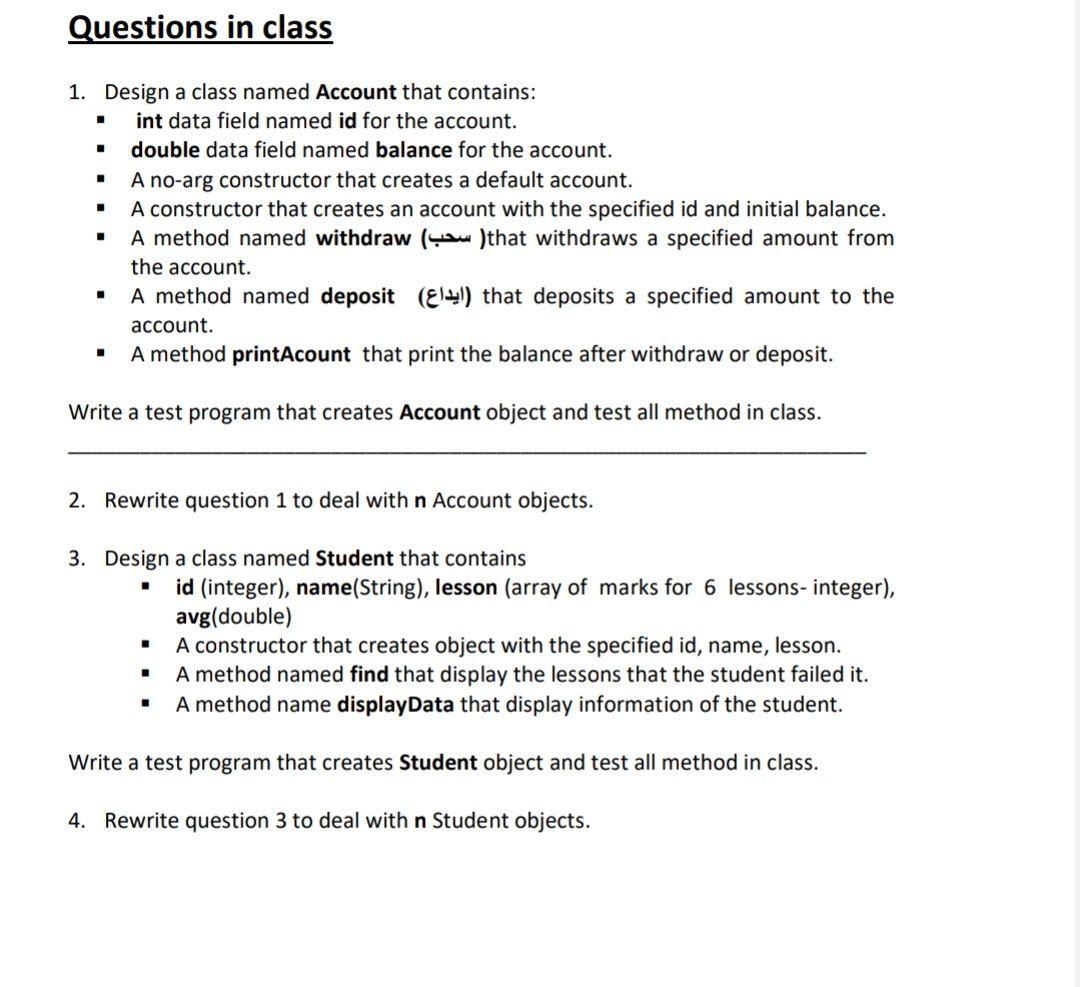 Solved Questions in class . . . 1. Design a class named | Chegg.com