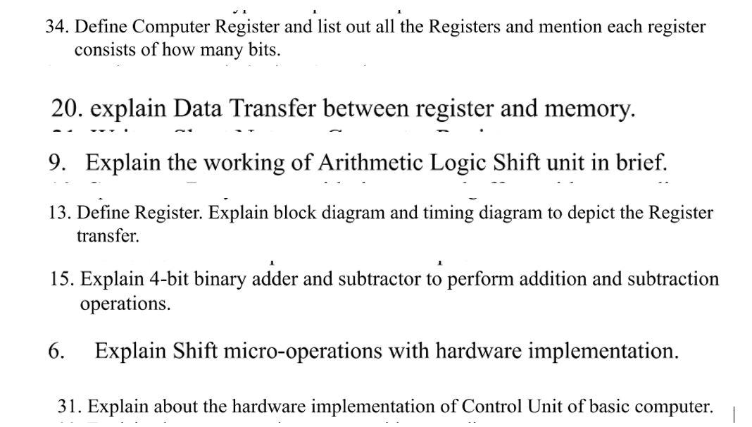 Solved 34. Define Computer Register and list out all the | Chegg.com