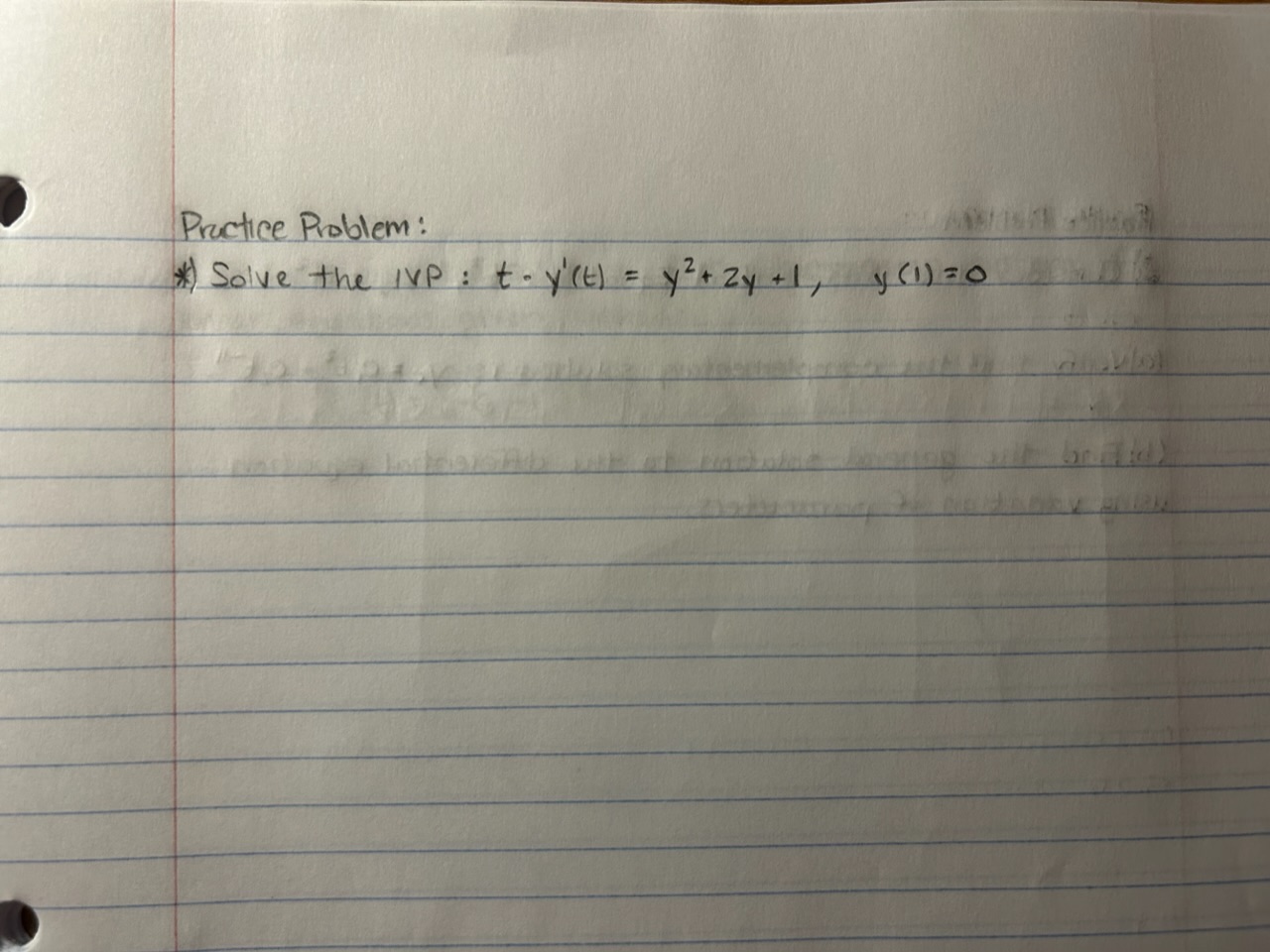 Solved Practice Problem: *) Solve the IVP: | Chegg.com