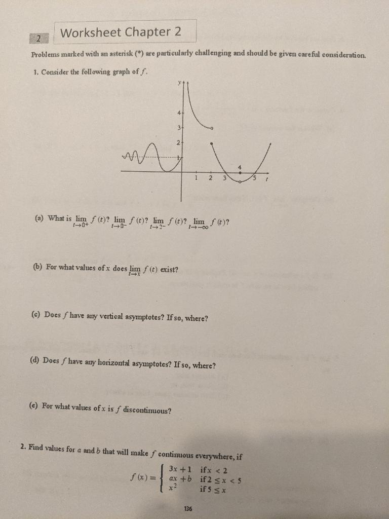 Solved Worksheet Chapter 2 Problems marked with an asterisk | Chegg.com