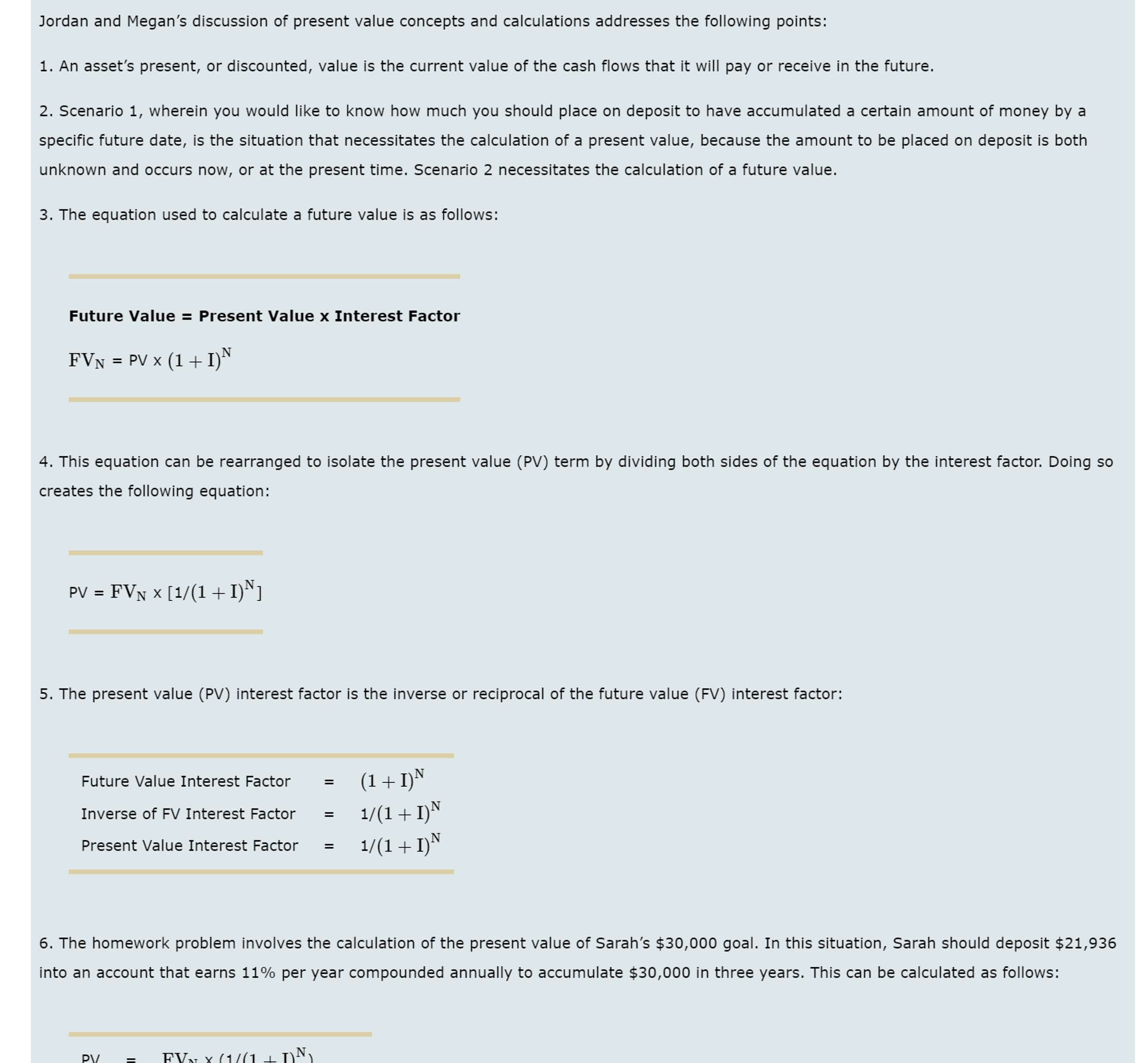 Solved Jordan and Megan's discussion of present value | Chegg.com