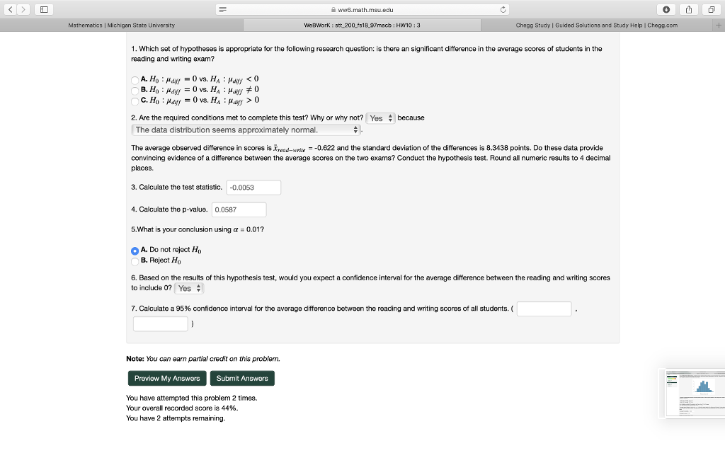 Solved ID ww6.math.msu.edu Mathematics I Michigan State | Chegg.com