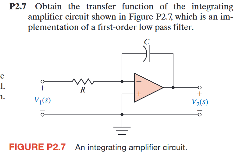 Solved P2.7 Obtain the transfer function of the integrating | Chegg.com